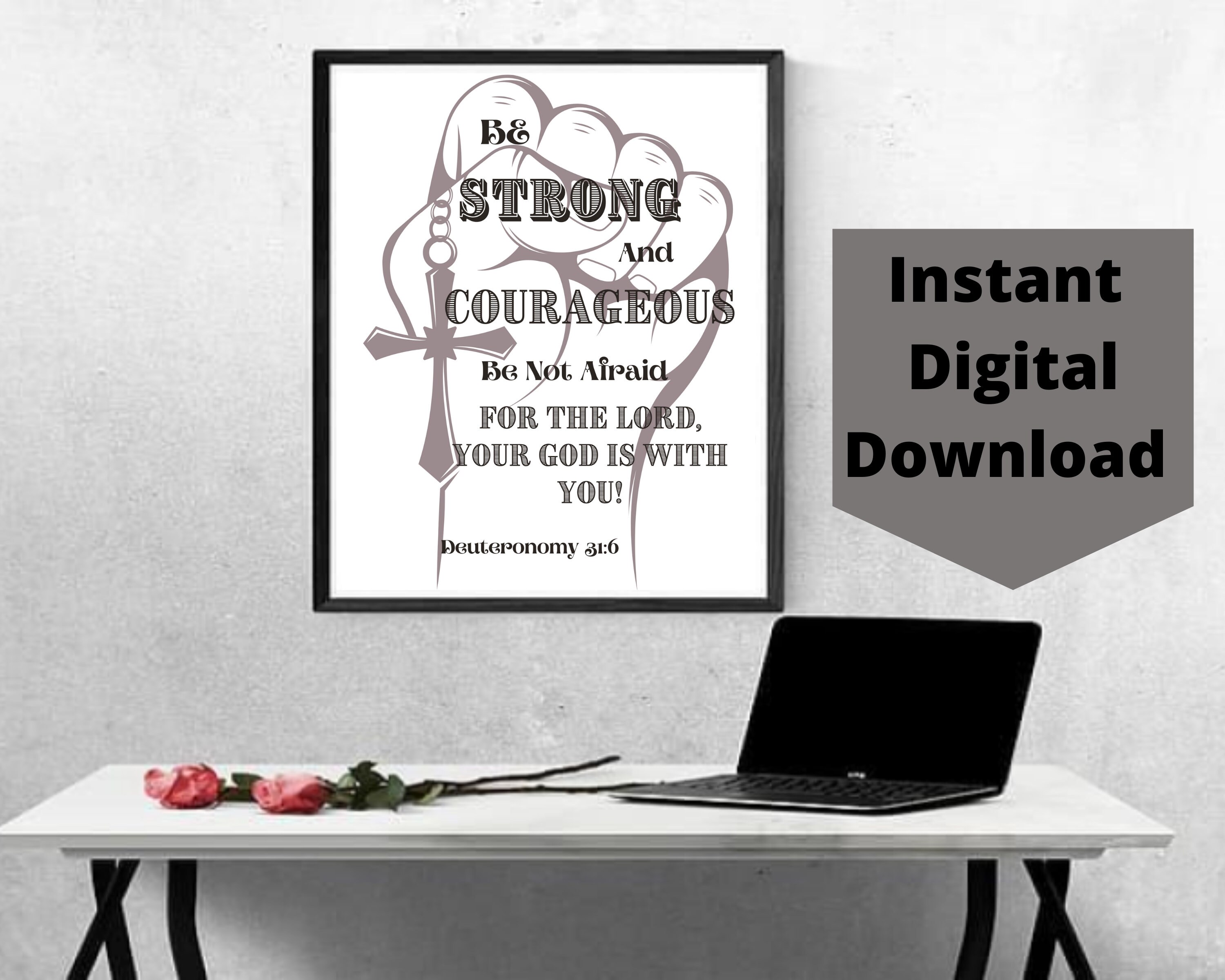 Deuteronomy 31:6 Be Strong and Courageous Scriptural Canvas Wall Decor ...