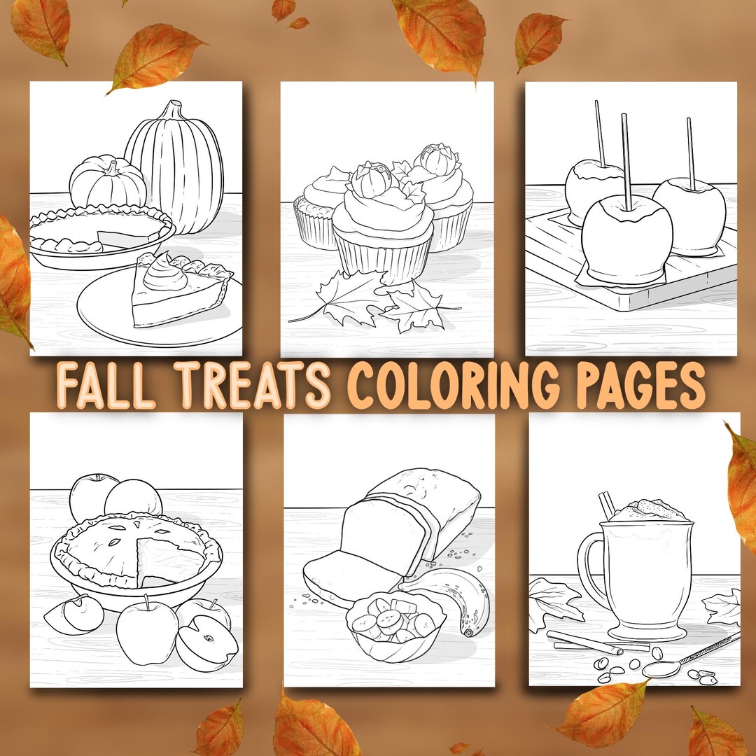 Fall Treats Coloring Pages, Fall Coloring Pages, Fall Coloring Activity ...