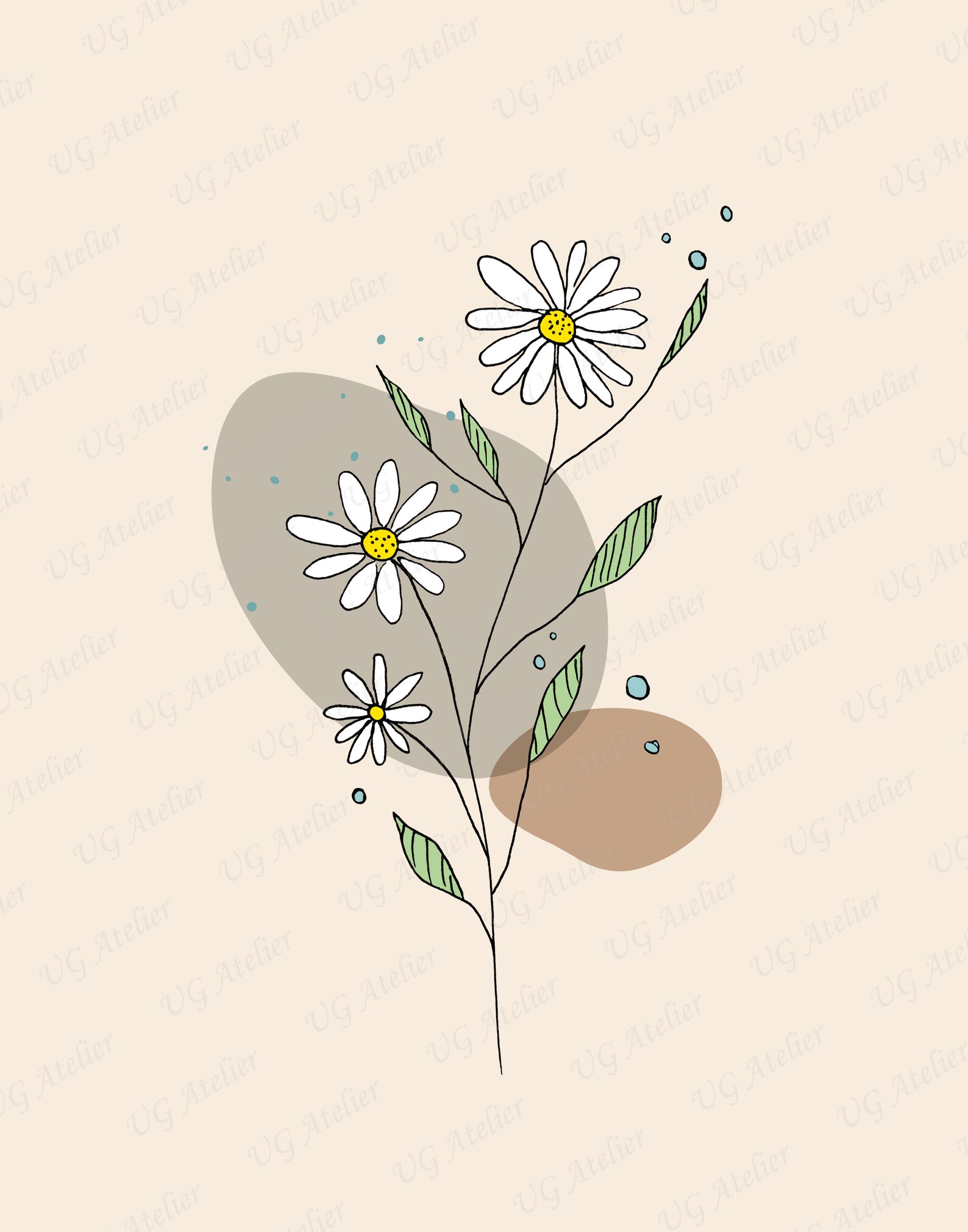Instant Printable Boho Style Daisy Flower Wall Art / Nursery Decor ...
