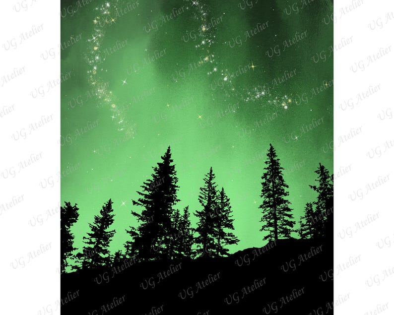 Stars in the Night Sky in the Forest Printable Wall Art - Etsy