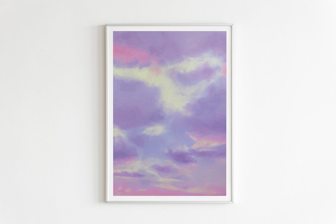 Purple Sky Cloud Wall Art Printable Oil Painting - Etsy