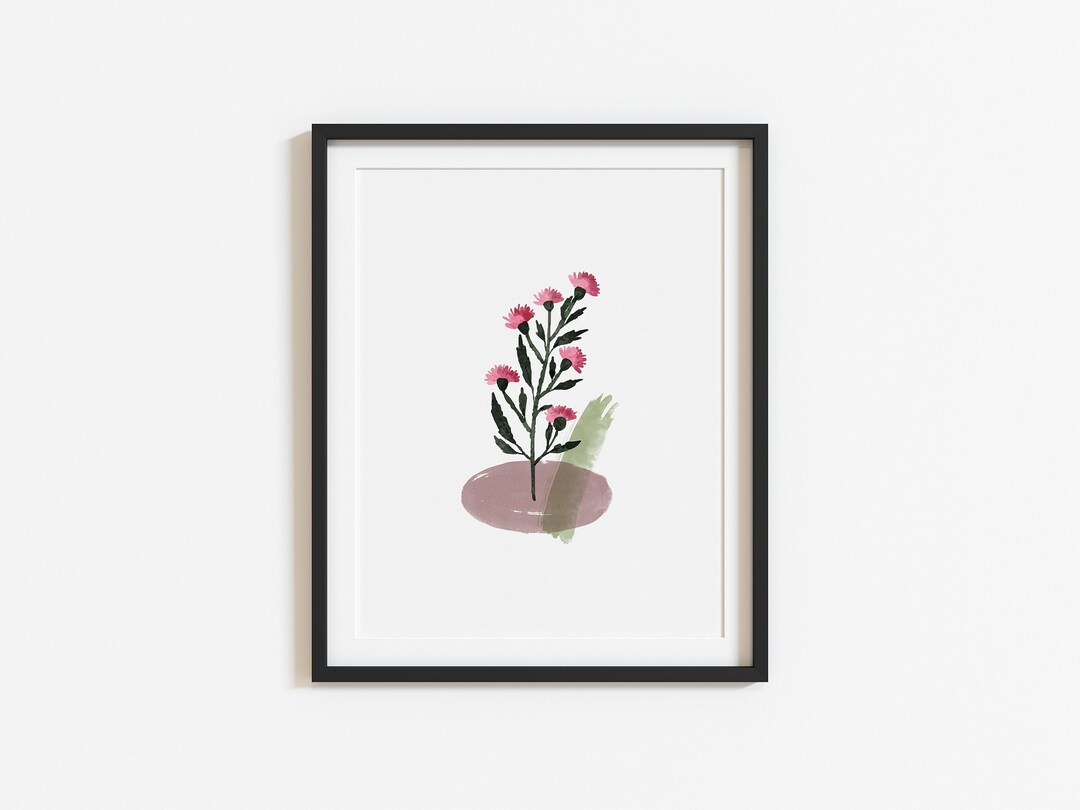 Boho Style Pink Flower, Flower Wall Art Printable Illustration - Etsy