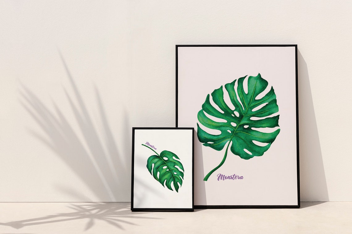 Tropical Leaves Monstera Wall Decor Instant Printable - Etsy