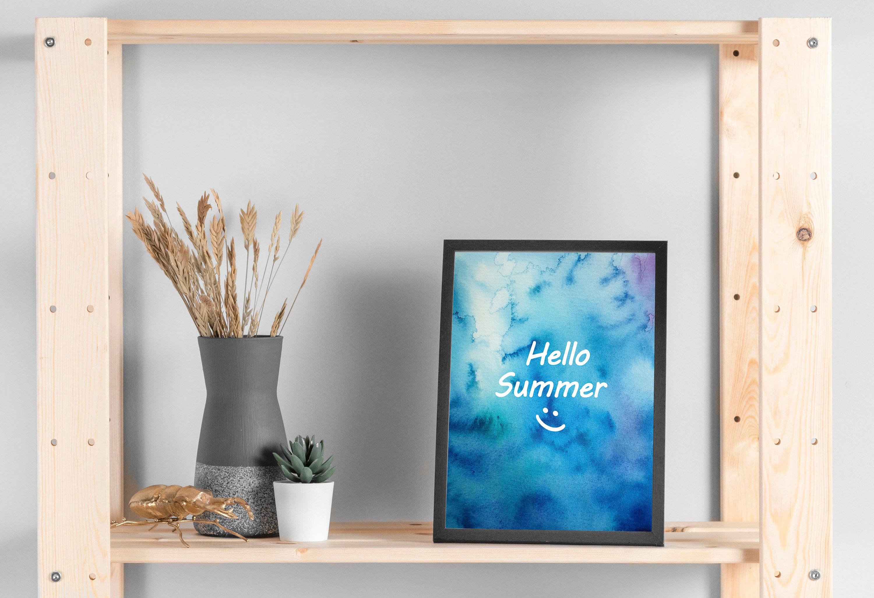 Blue Summer Wall Art Printable Watercolor - Etsy