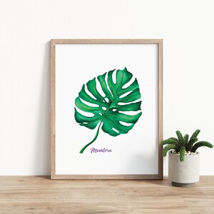 Tropical Leaves Monstera Wall Decor Instant Printable Watercolor - Etsy