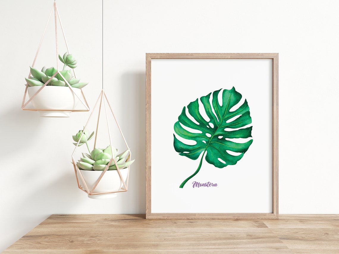 Tropical Leaves Monstera Wall Decor Instant Printable - Etsy