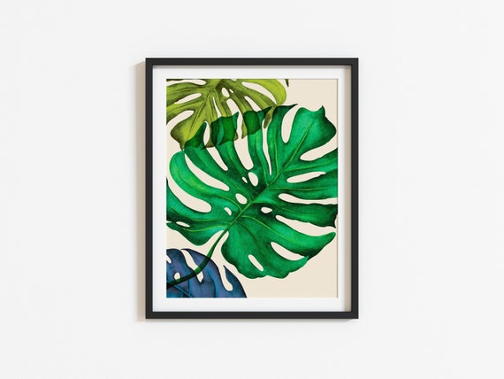 Tropical Leaves Monstera Wall Decor Instant Printable | Etsy