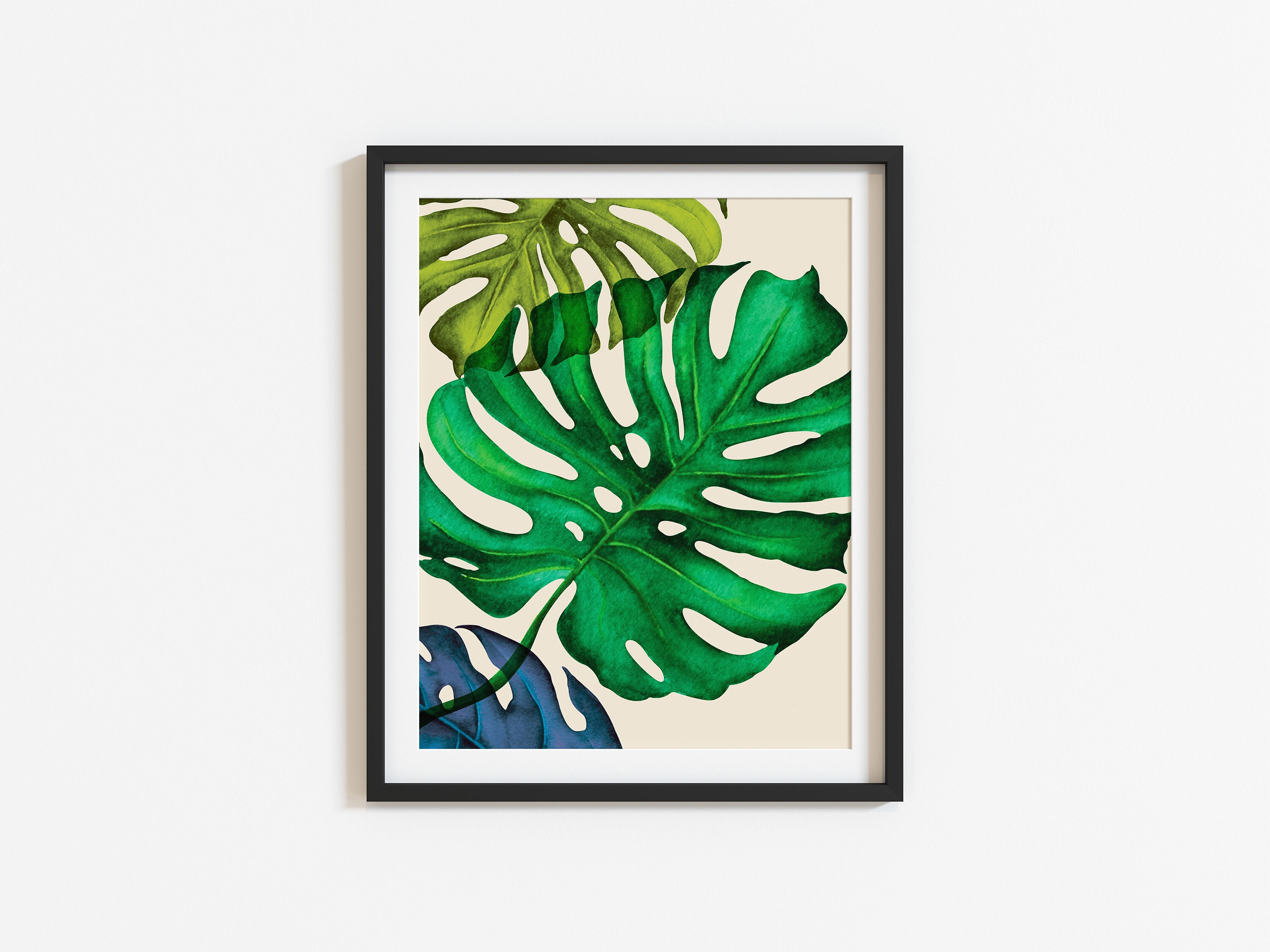 Tropical Leaves Monstera Wall Decor Instant Printable Watercolor - Etsy
