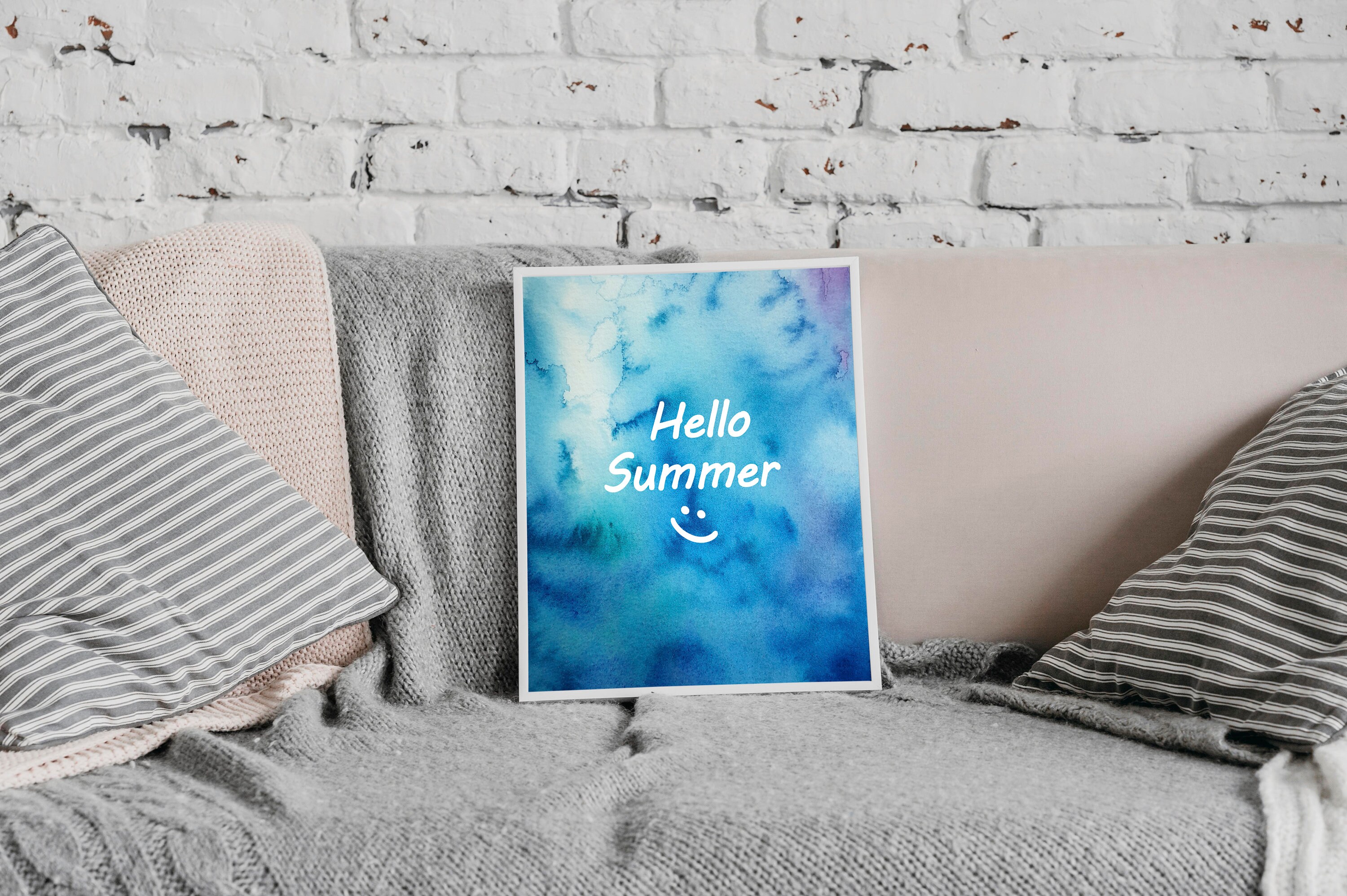 Blue Summer Wall Art Printable Watercolor - Etsy