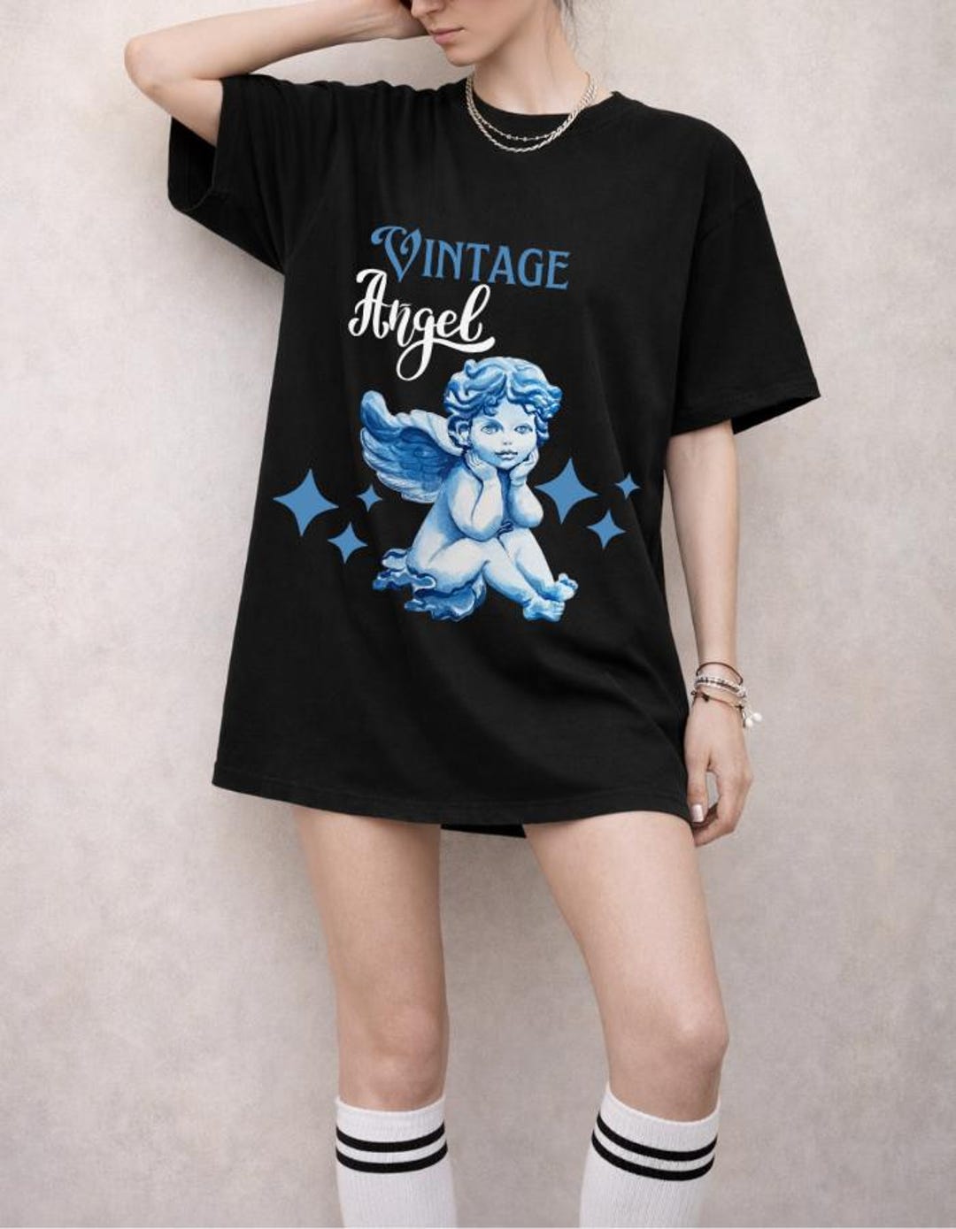 Vintage Angel Cherub Graphic T-shirt | Blue Cherub Illustration - Etsy