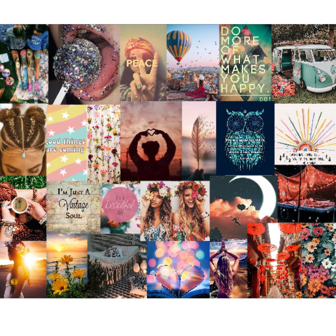 55pc Aesthetic Boho Wall Collage Kit - Etsy