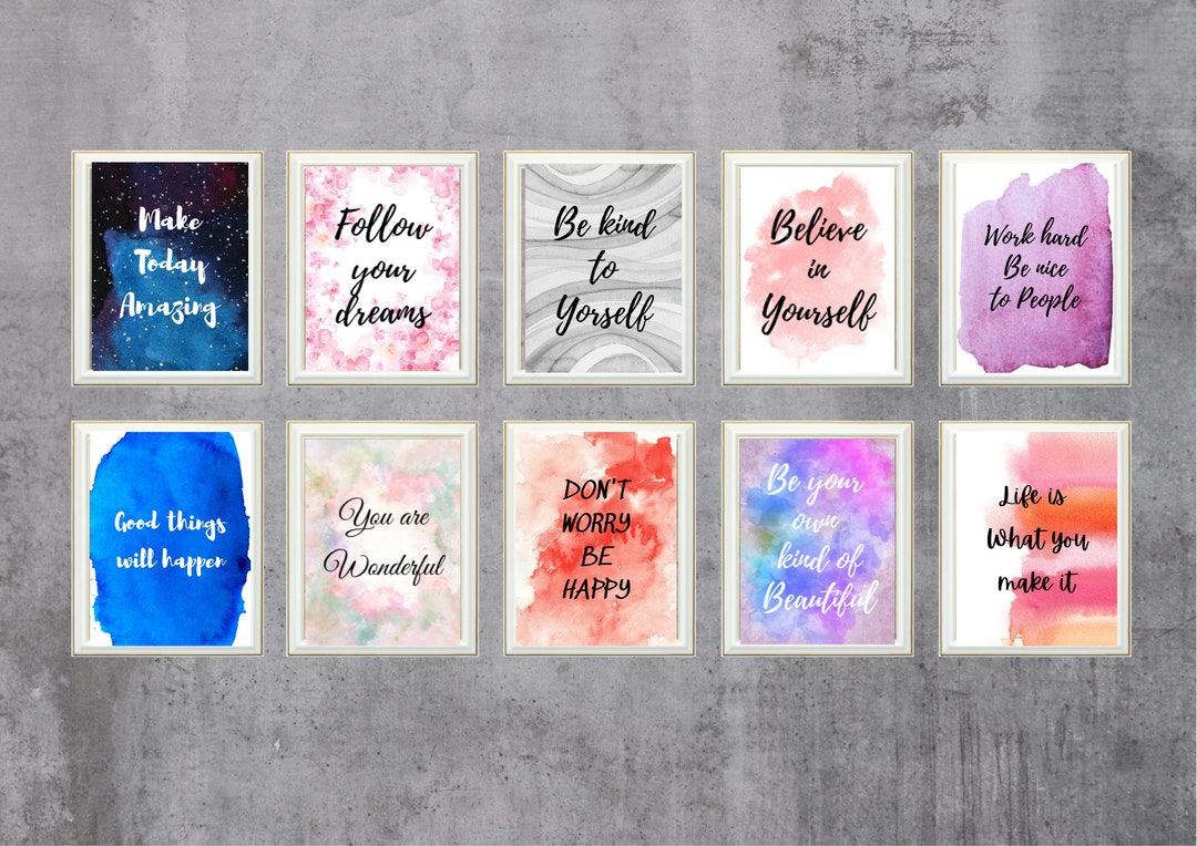 Inspiration Quotes Bundle, Motivational Quotes Prints, Positive Quotes ...