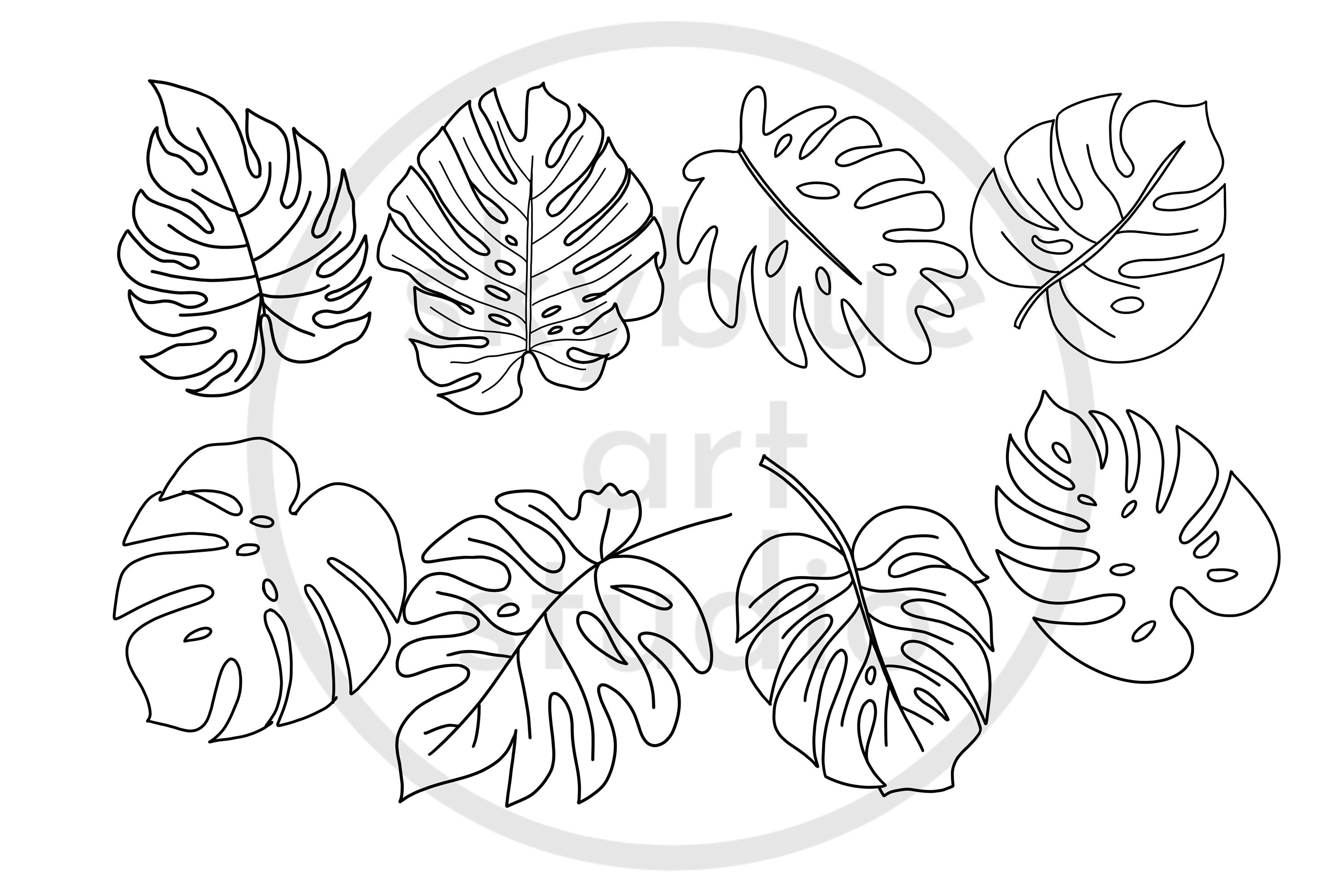 Tropical Leaves, Tropical Leaf Clip Art, Hand Drawn Tropical Leaves ...