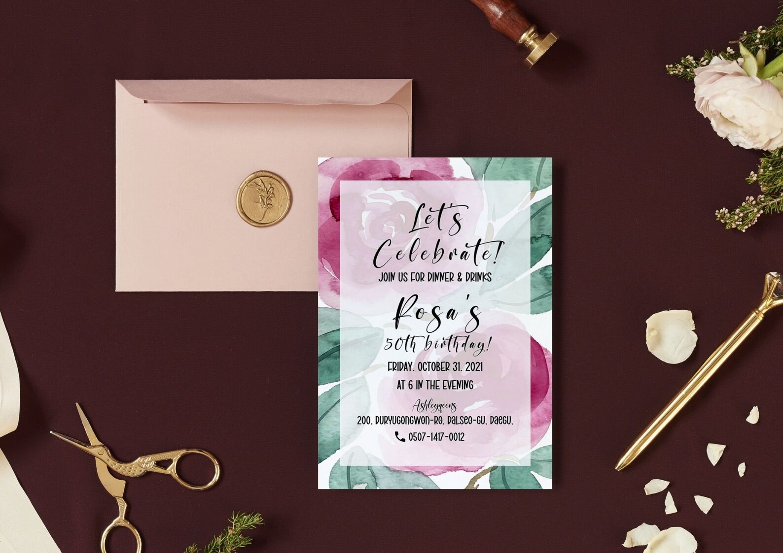 Editable Invitation Card, Personalized Invitation Card, Editable Floral ...