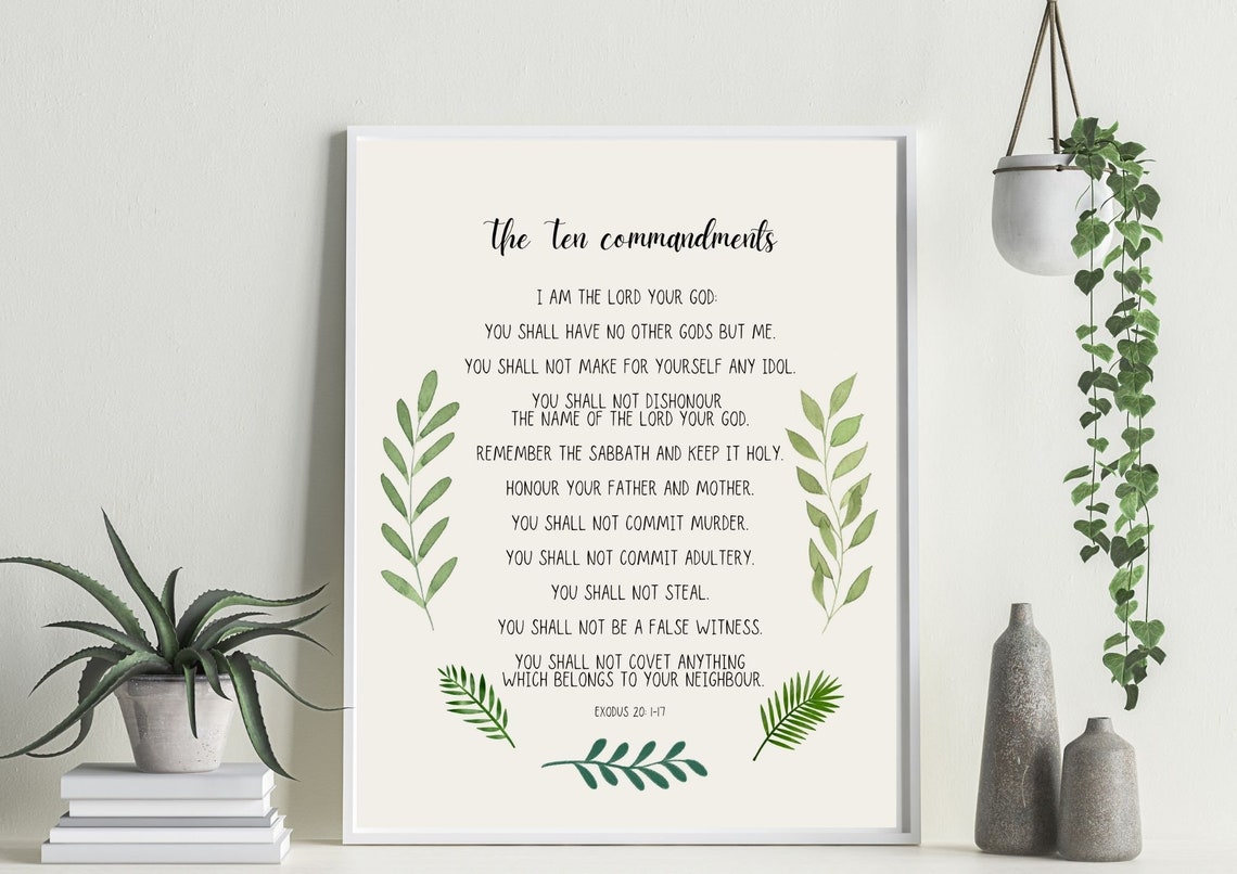 10 Commandments Wall Art, Bible Quotes Home Decor, Christian Scripture ...
