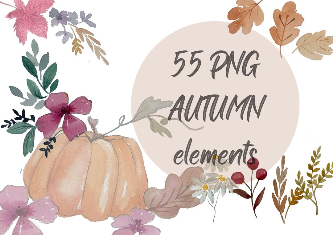 Autumn Clipart Autumn Leaves Elements Autumn Watercolor Clip - Etsy