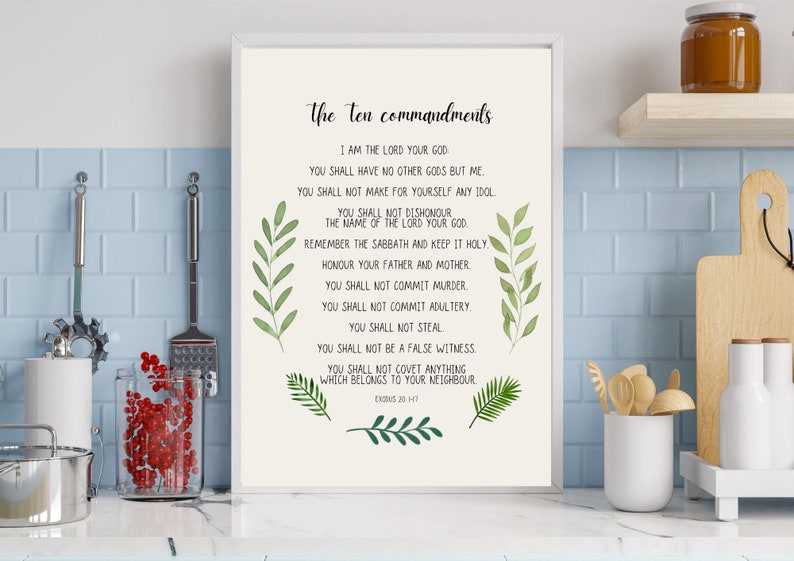 10 Commandments Wall Art, Bible Quotes Home Decor, Christian Scripture ...