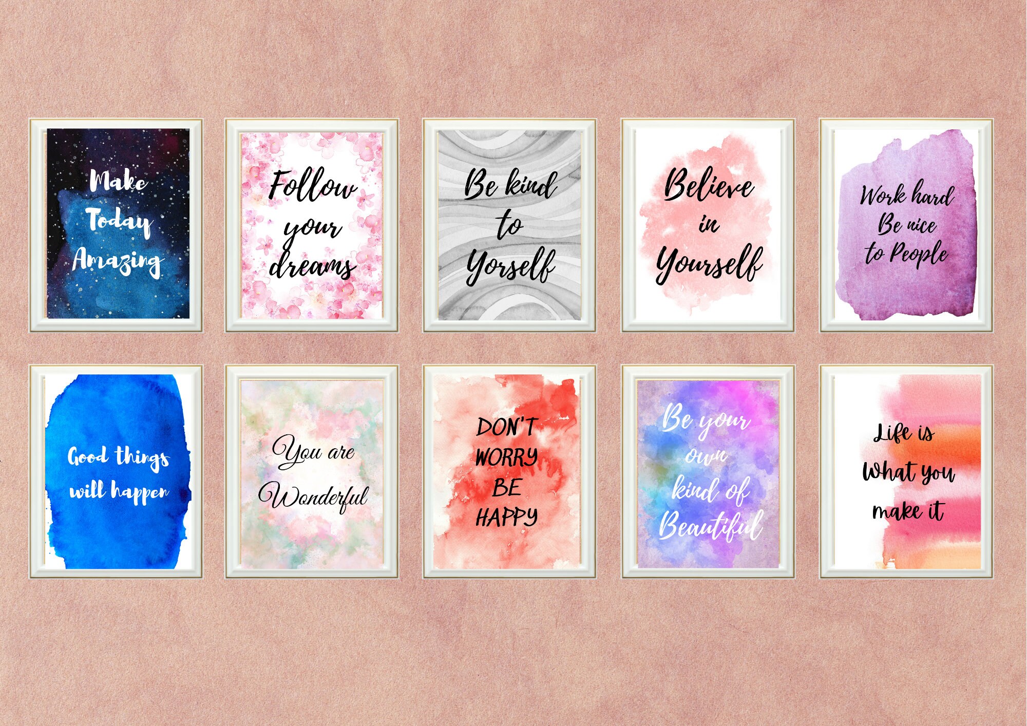 Inspiration Quotes Bundle, Motivational Quotes Prints, Positive Quotes ...