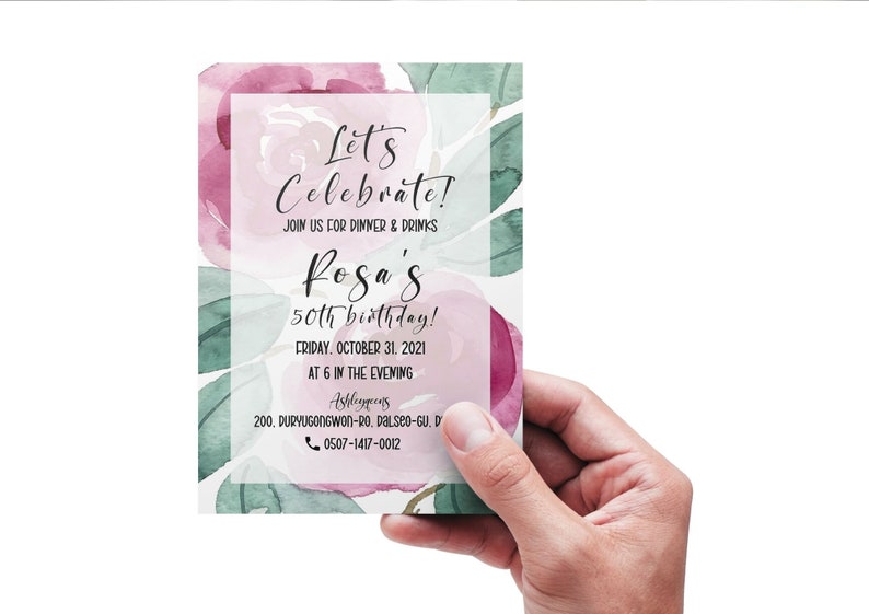Editable Invitation Card, Personalized Invitation Card, Editable Floral ...