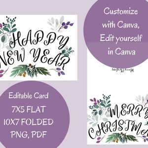 Editable New Year Card, Editable Greeting Card, Customize With Canva ...