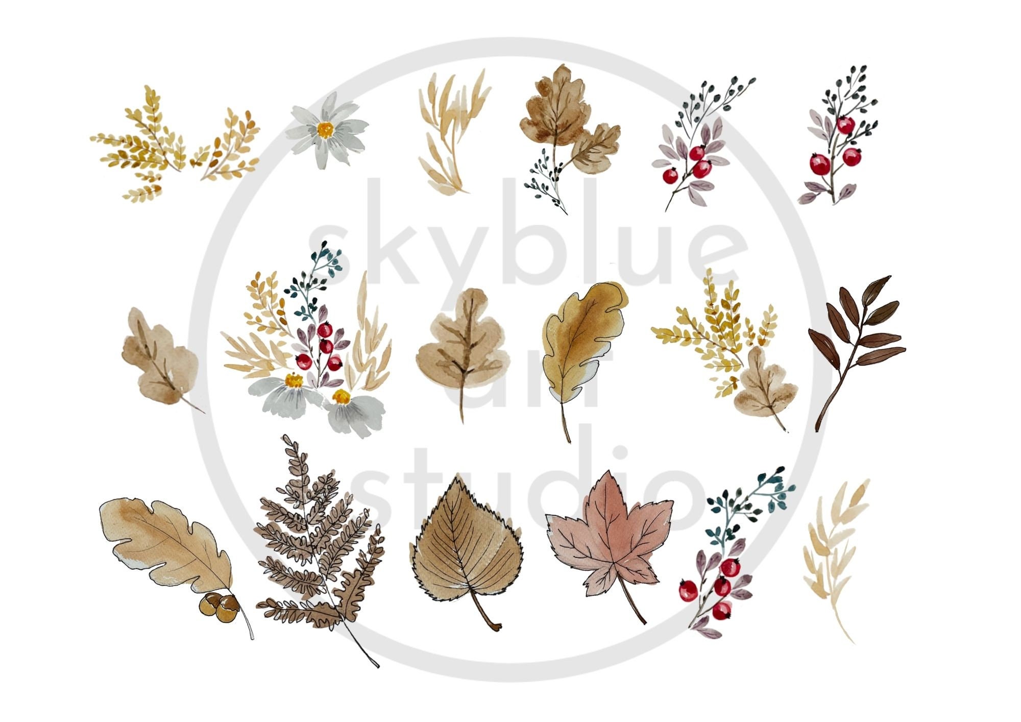Autumn Leaves Clipart, Thanksgiving Clipart, Watercolor Fall Clipart ...