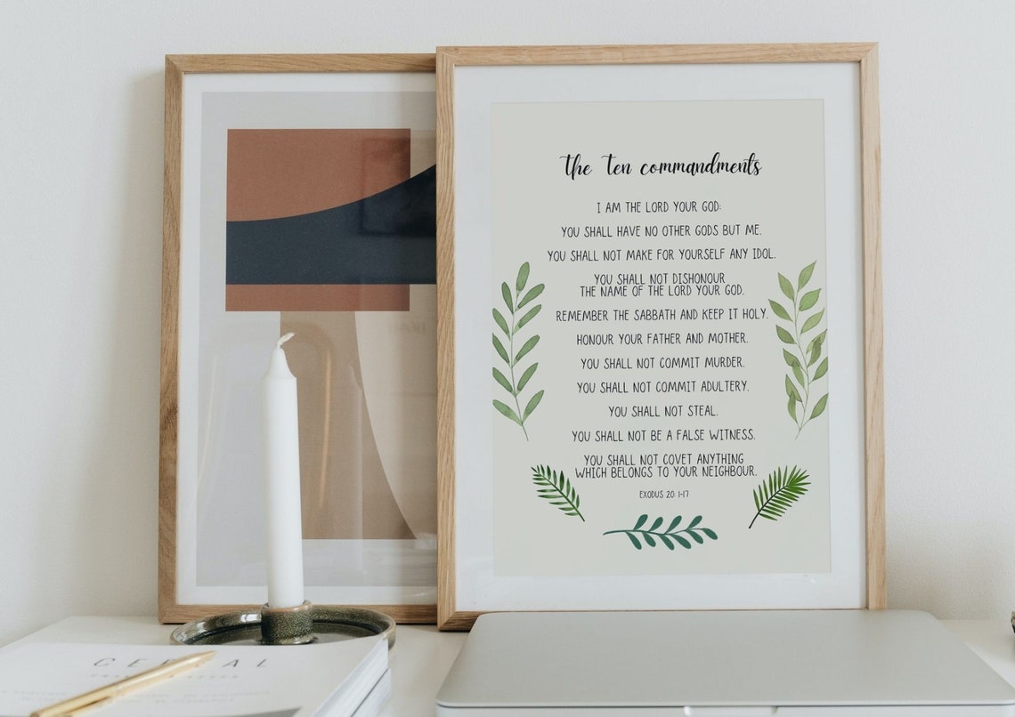 10 Commandments Wall Art, Bible Quotes Home Decor, Christian Scripture ...
