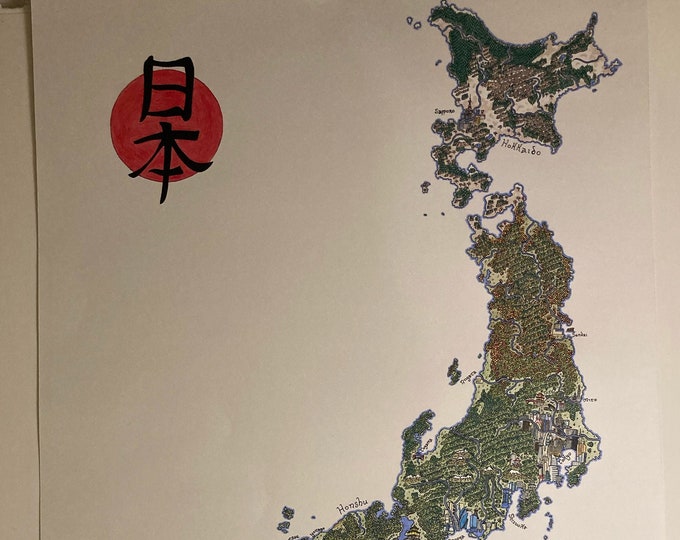 Fantasy-style Map of Japan colored - Etsy
