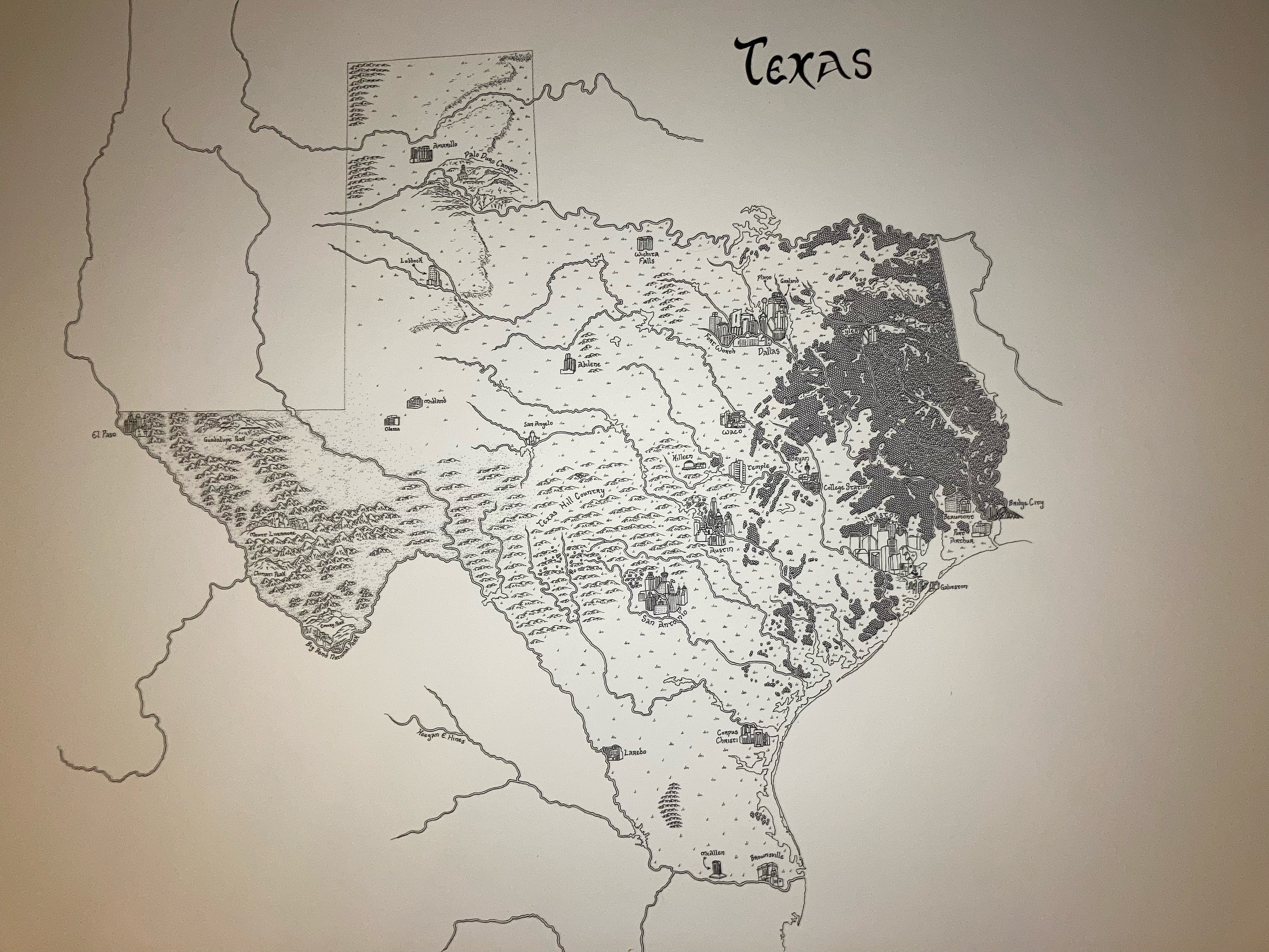 Fantasy-style Map of Texas - Etsy
