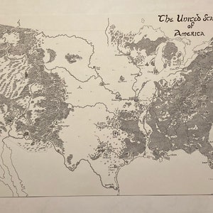 Fantasy-Style Map of the US Contiguous | Etsy