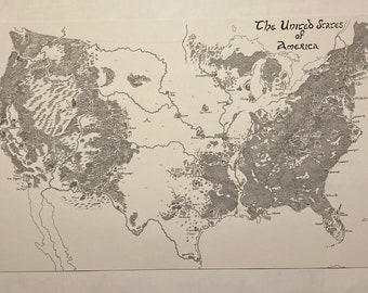 Fantasy Map of Usa - Etsy
