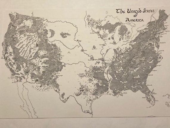 Fantasy-Style Map of the US Contiguous | Etsy
