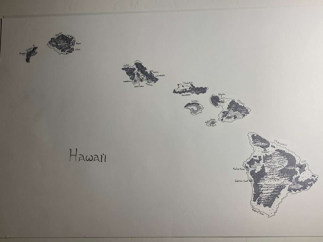 Hand Drawn Map of Hawai'i - Etsy