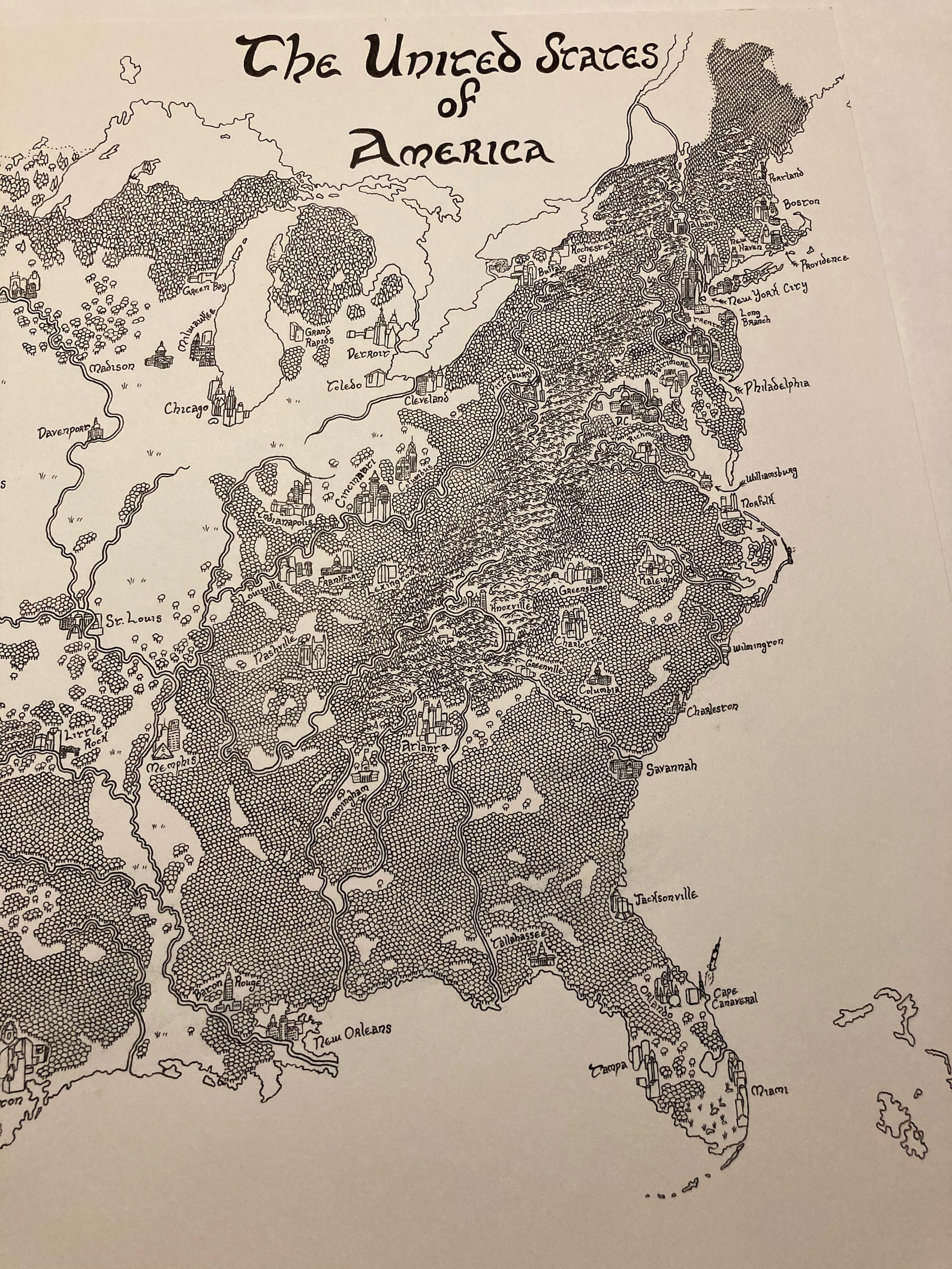 Fantasy-Style Map of the US Contiguous | Etsy