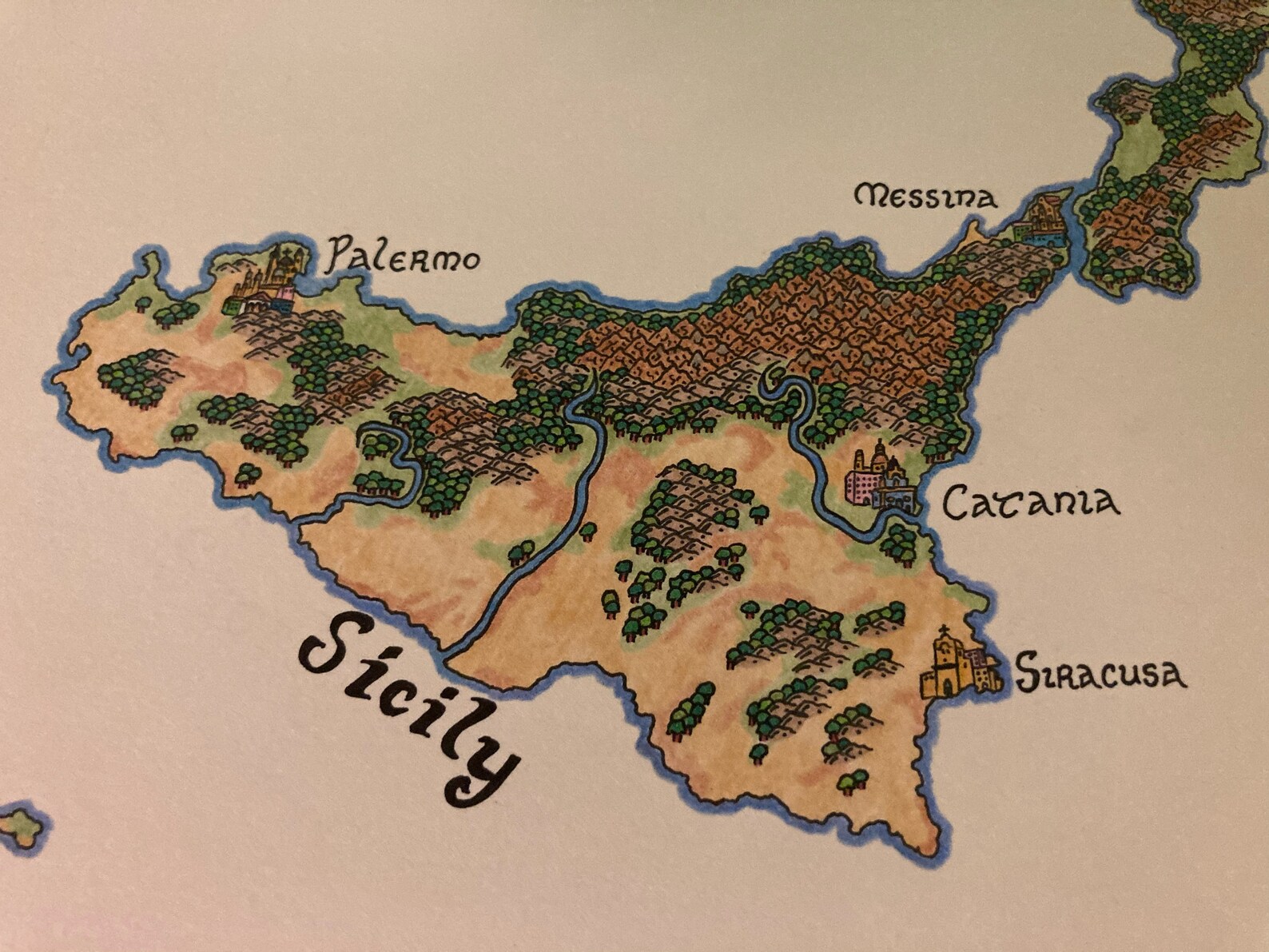 Hand Drawn Fantasy-style Map of Italy, Colored - Etsy
