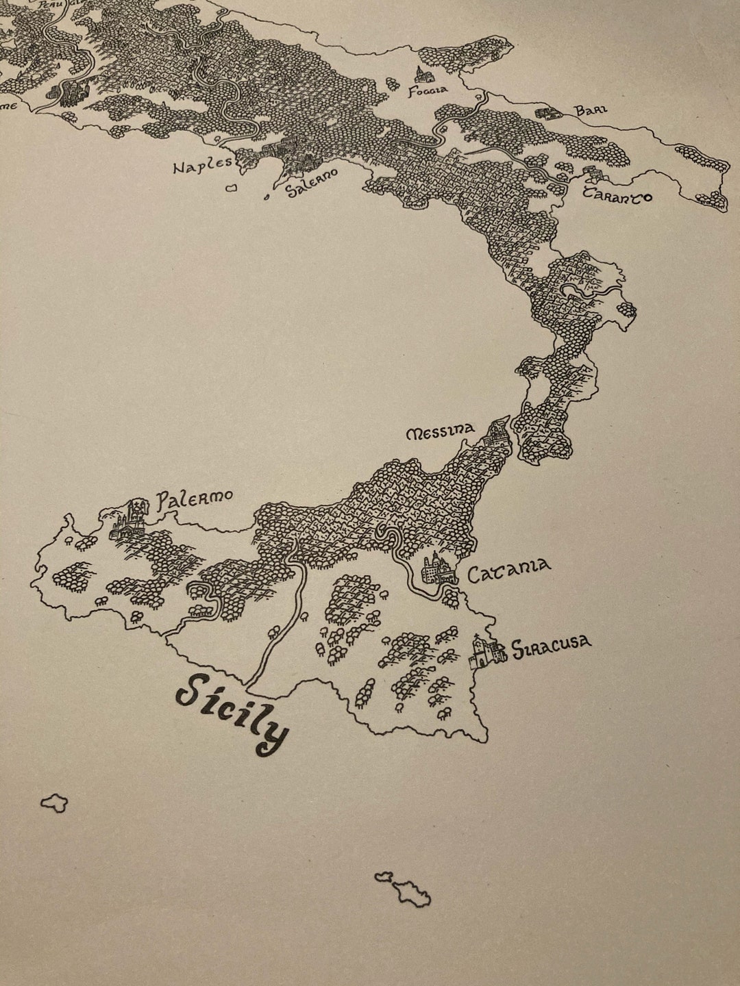 Hand Drawn Fantasy Map of Italy - Etsy