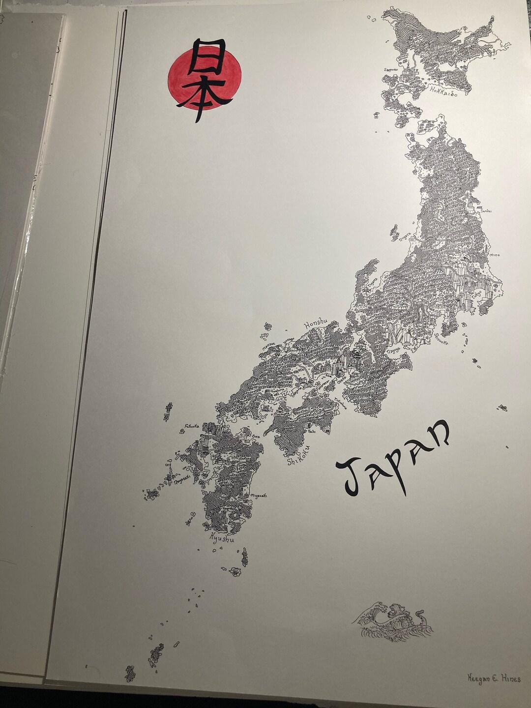 Hand Drawn Fantasy-style Map of Japan - Etsy