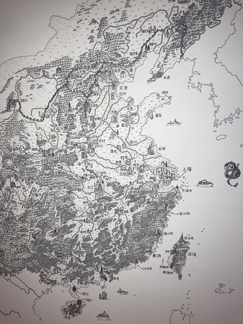 China - Fantasy-style Map - Etsy