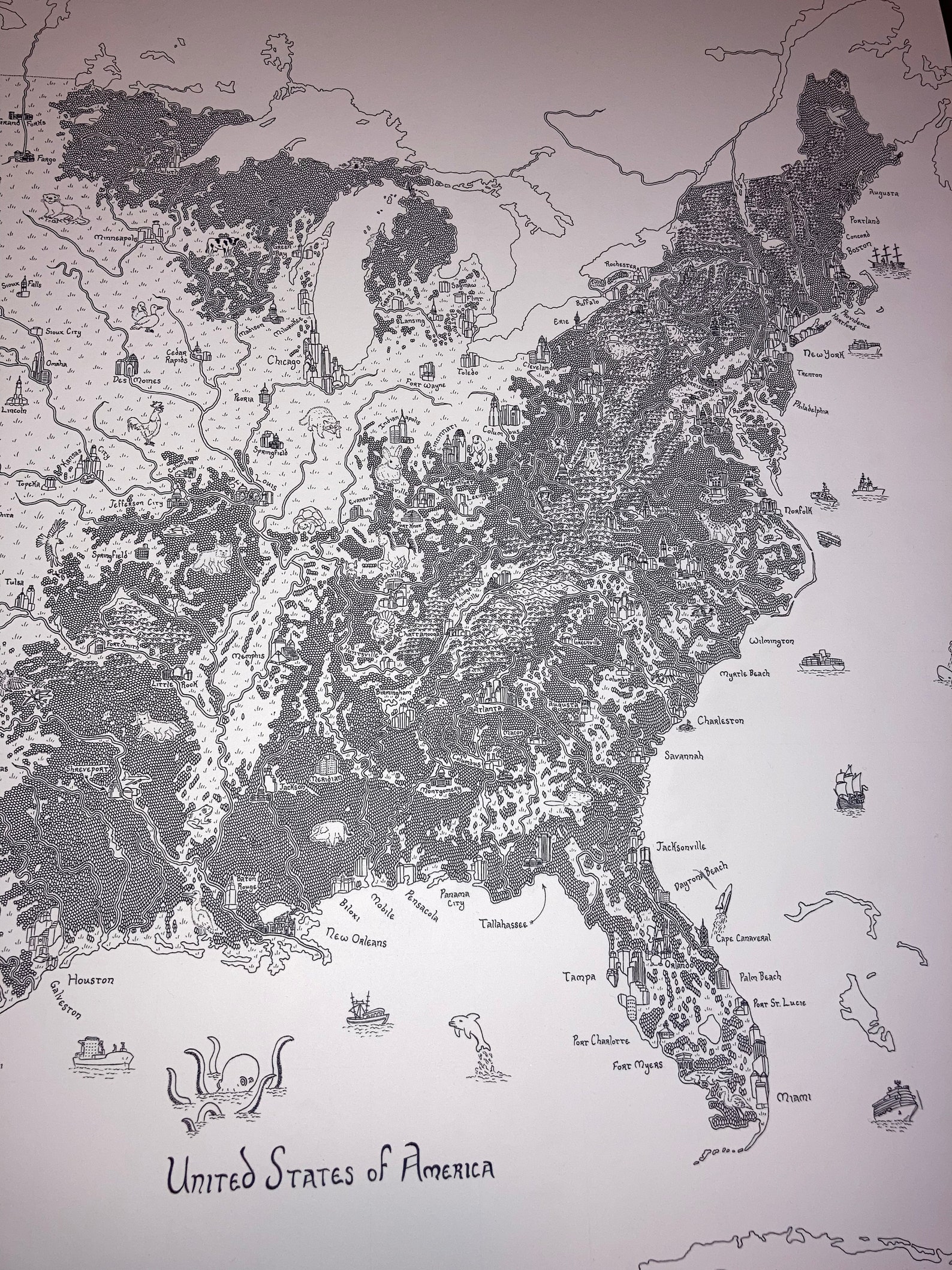 Fantasy-style Map of the US (contiguous) - Etsy
