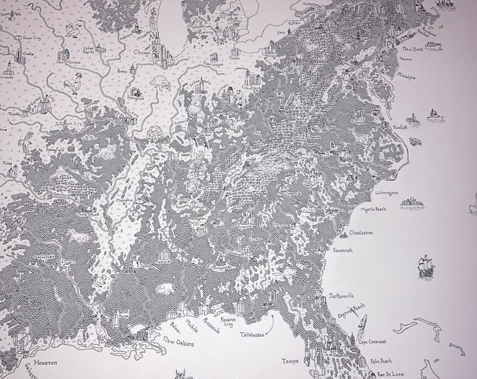 Fantasy-style Map of the US contiguous - Etsy