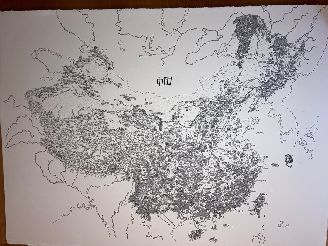 China - Fantasy-style Map - Etsy