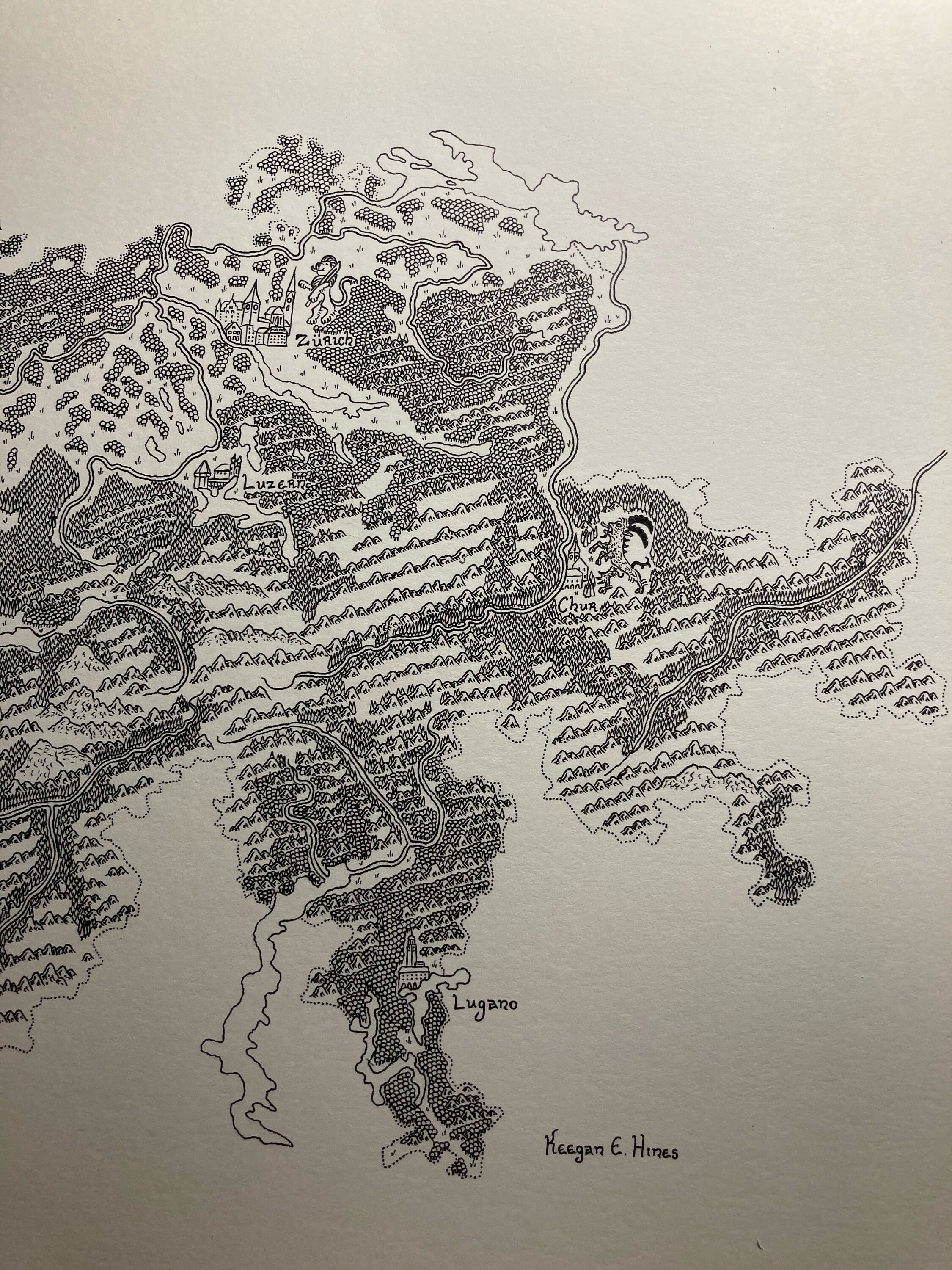 Hand Drawn Fantasy-style Map of Switzerland - Etsy