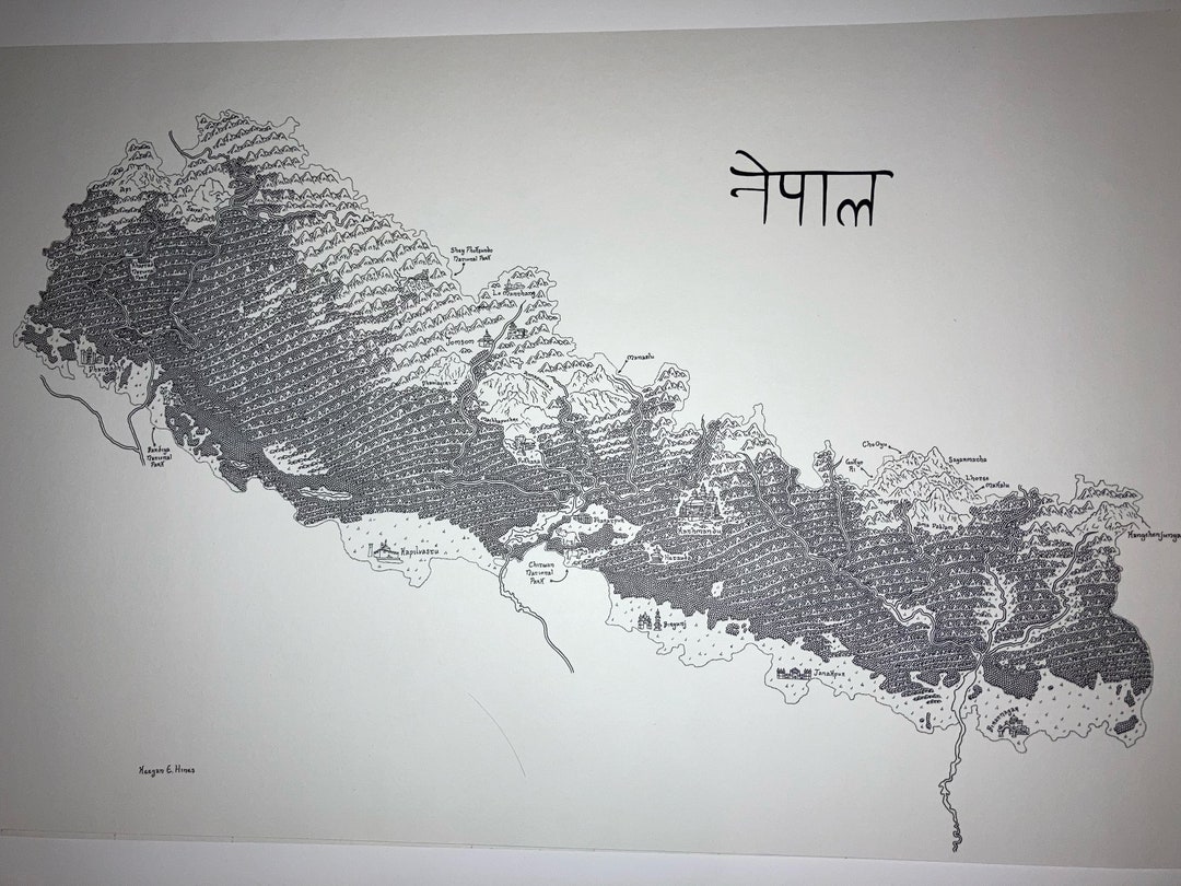 Hand Drawn Fantasy-style Map of Nepal - Etsy