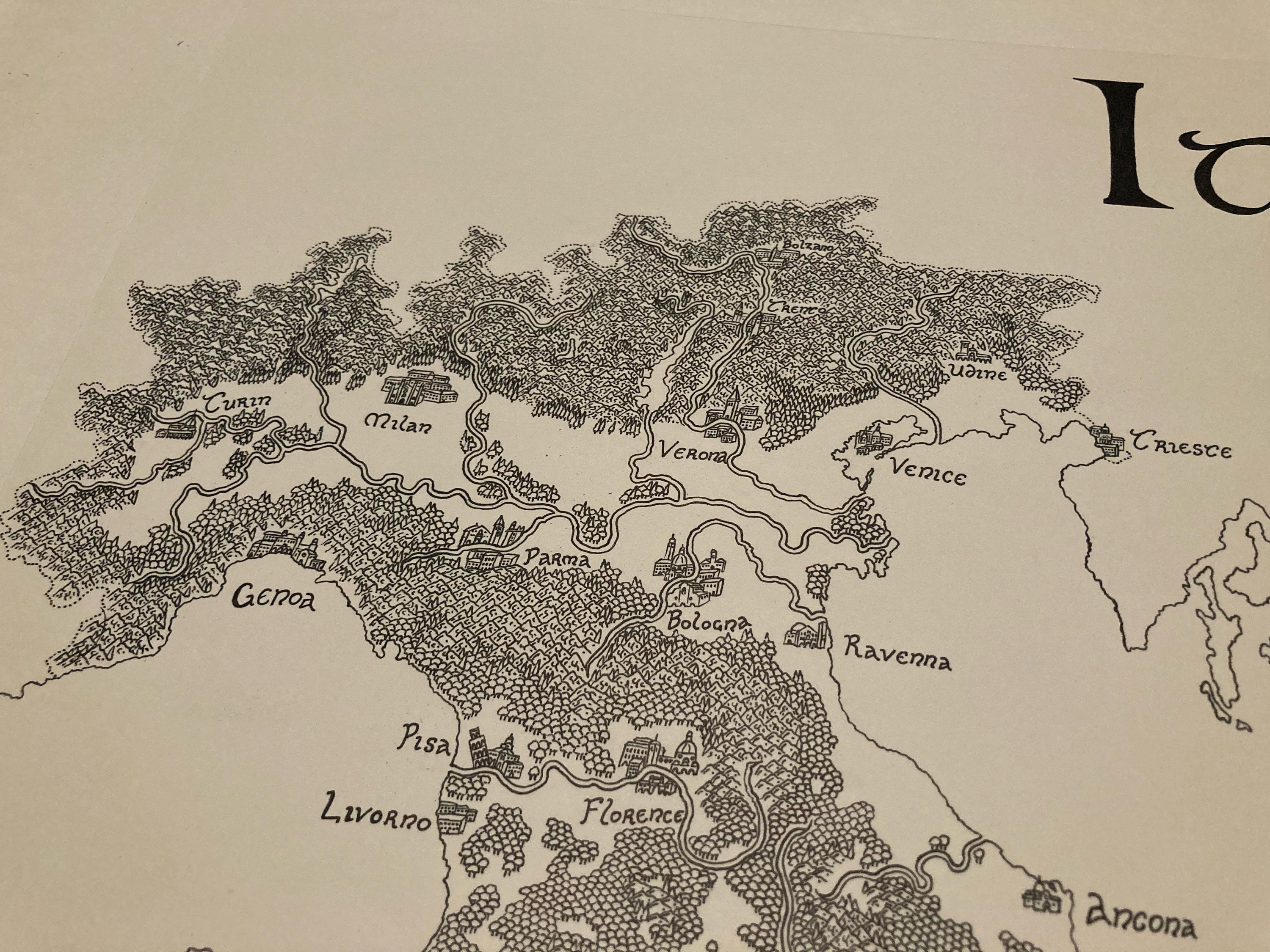 Hand Drawn Fantasy Map of Italy - Etsy