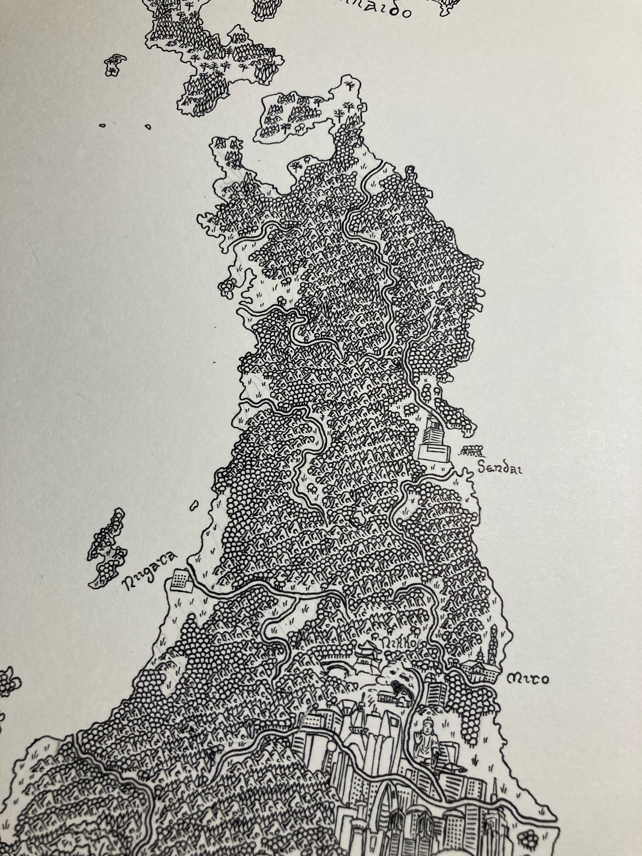 Hand Drawn Fantasy-style Map of Japan - Etsy