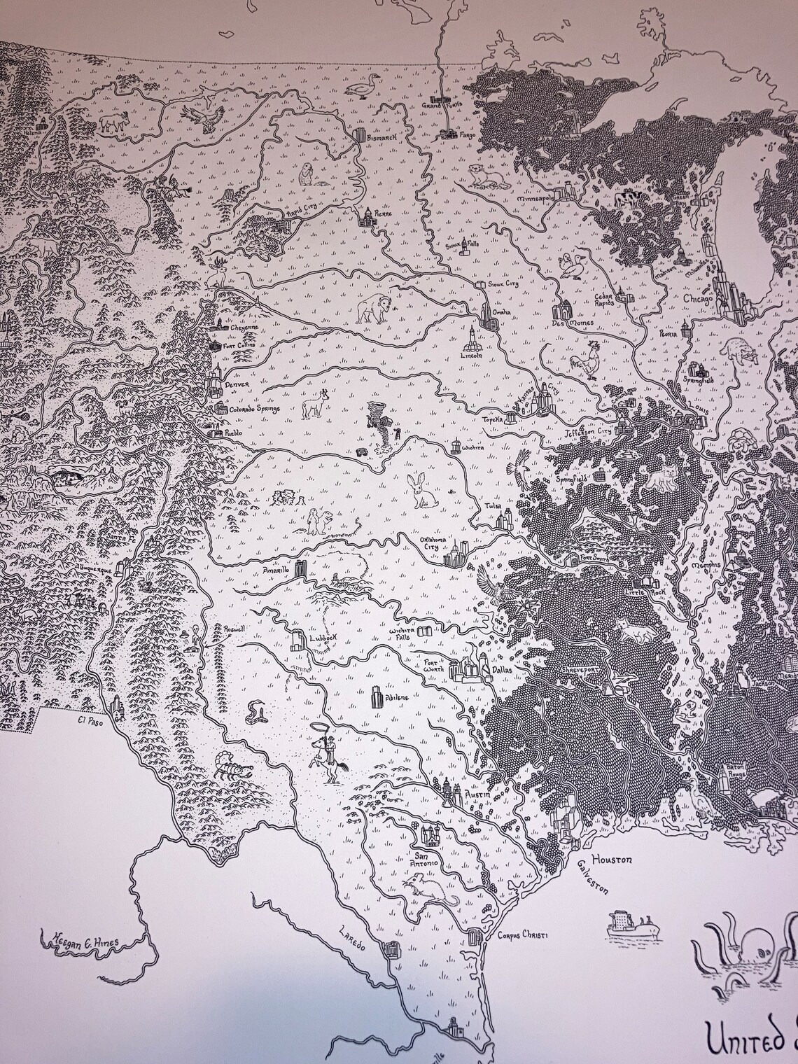 Fantasy-style Map of the US (contiguous) - Etsy