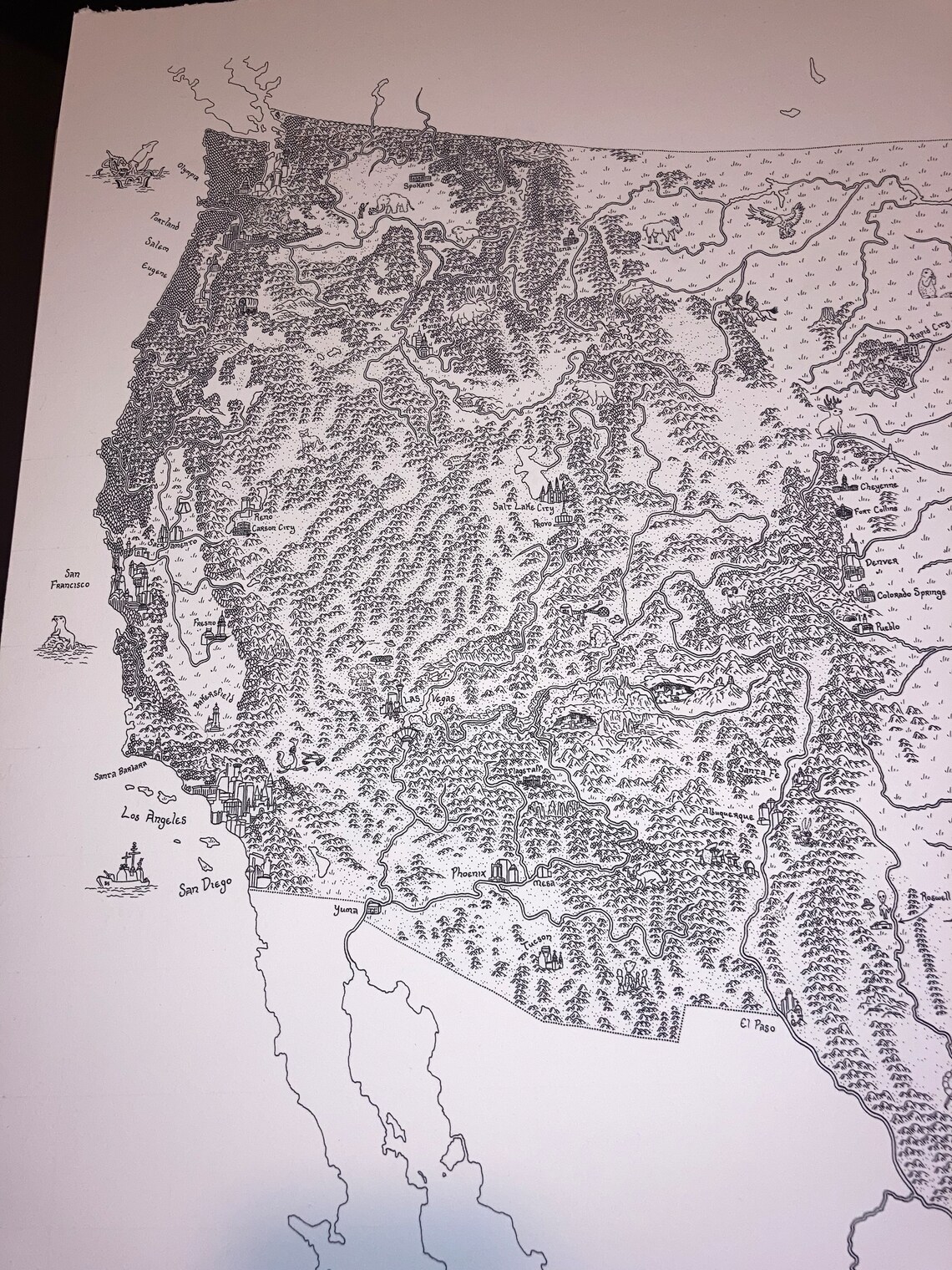 Fantasy-style Map of the US (contiguous) - Etsy