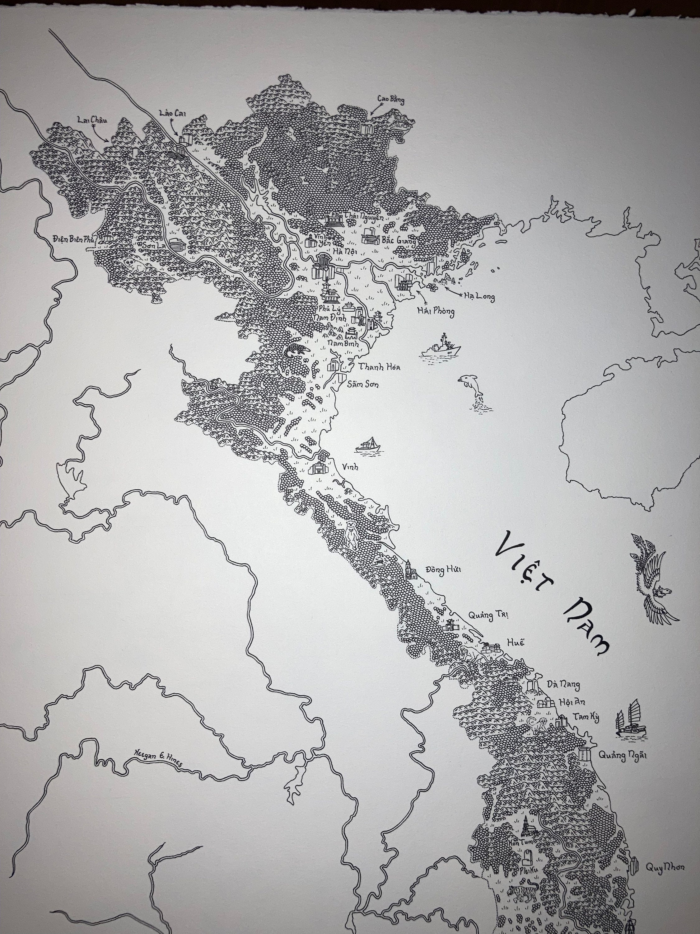 Vietnam - Hand Drawn Fantasy Style Map - Etsy