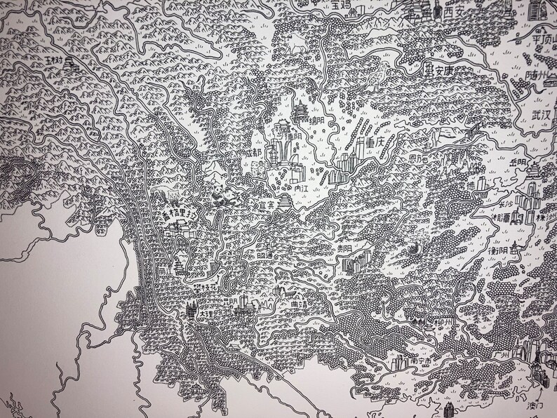 China - Fantasy-style Map - Etsy