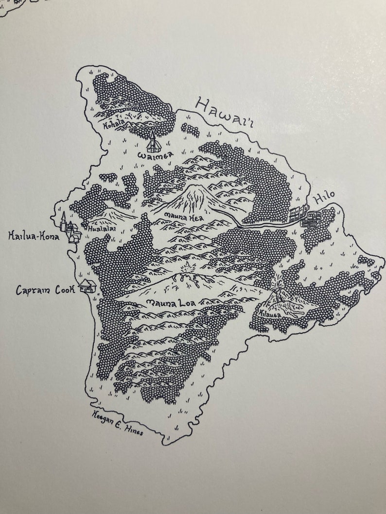 Hand Drawn Map of Hawai'i - Etsy