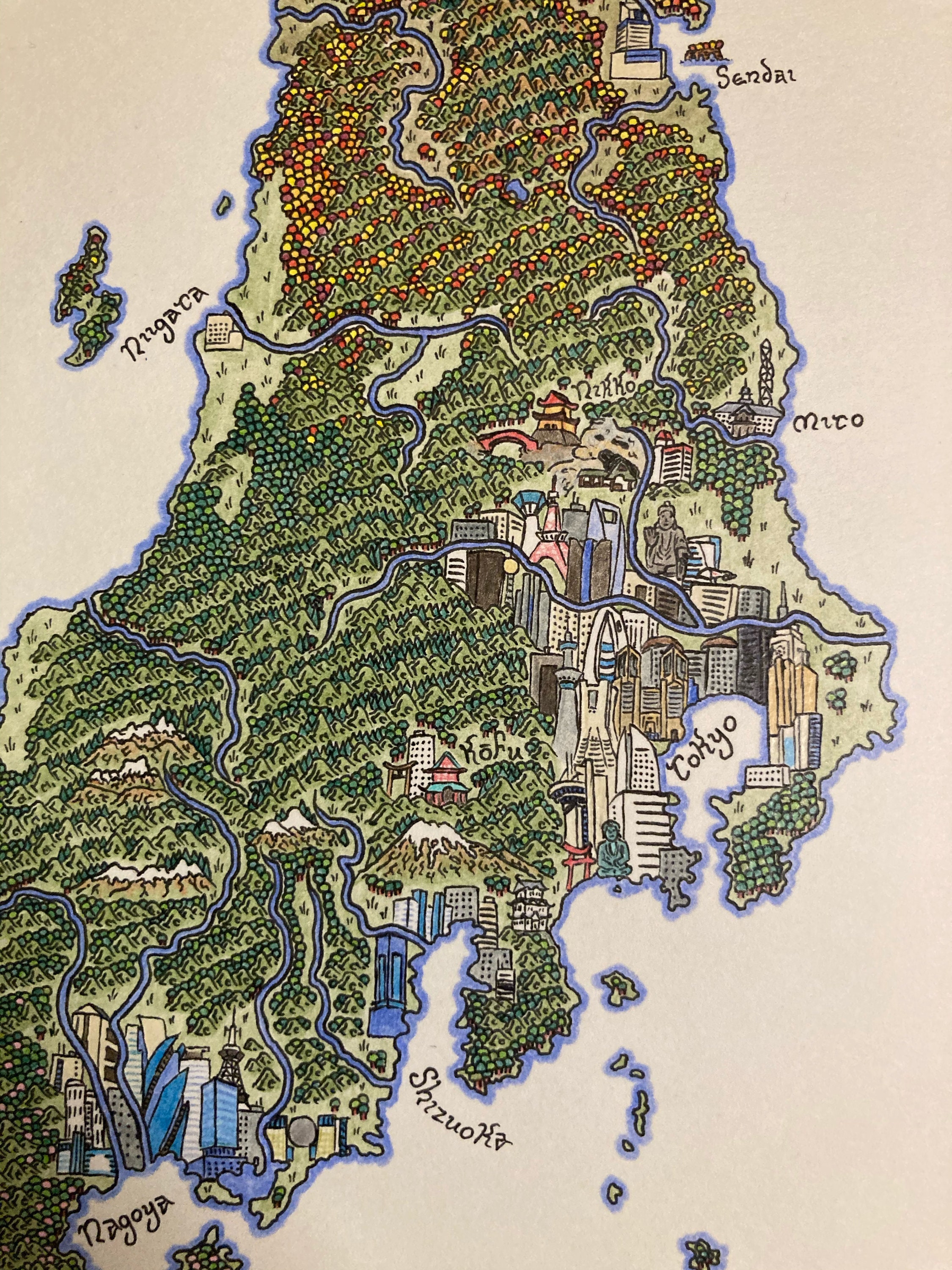 Fantasy-style Map of Japan (colored) - Etsy UK